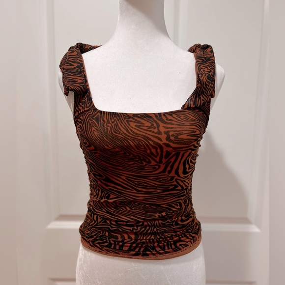 Free People | Tops | Free People Animal Print Mesh Tank | Poshmark